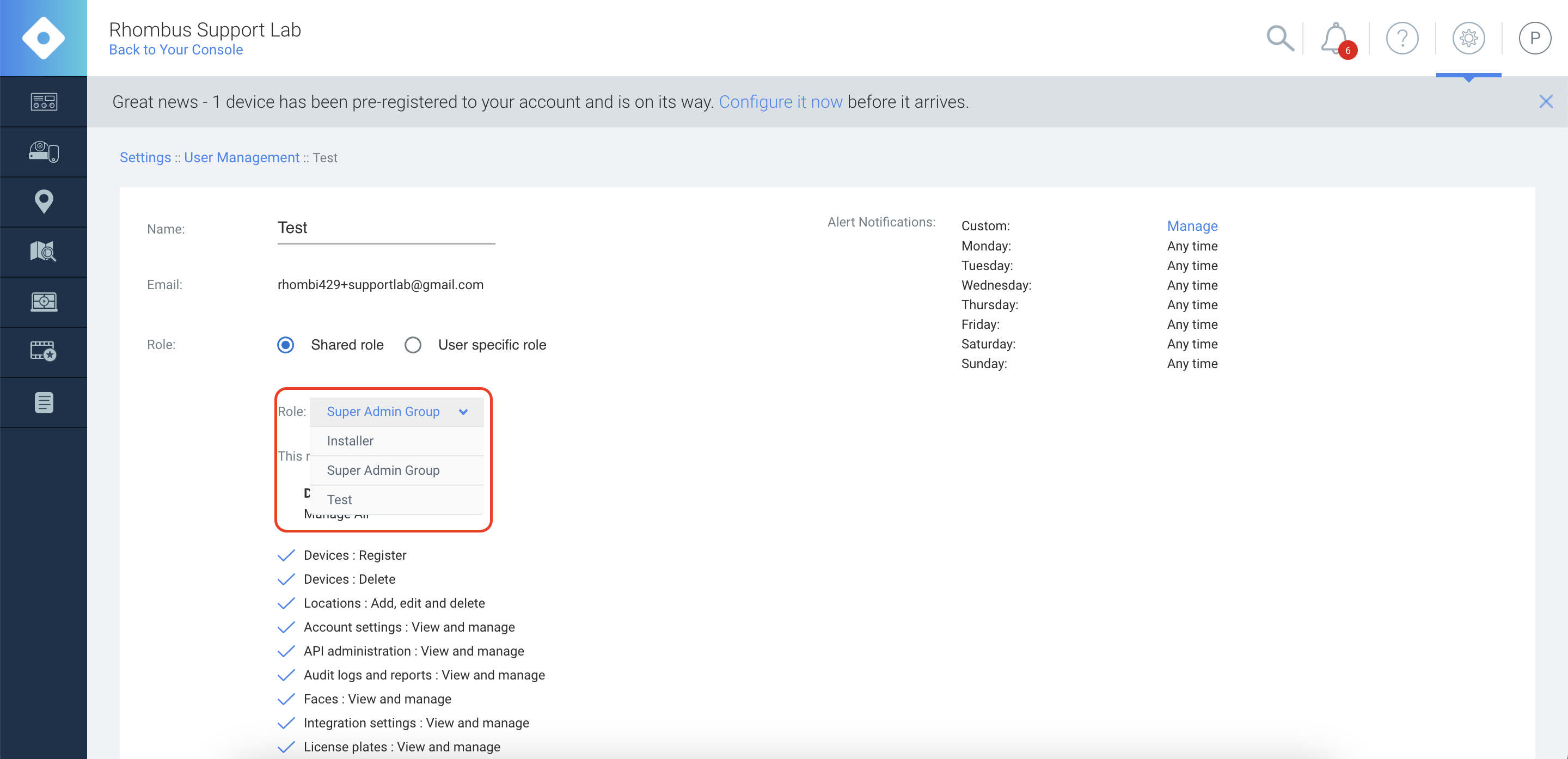 Role Creation and Management – Rhombus Support