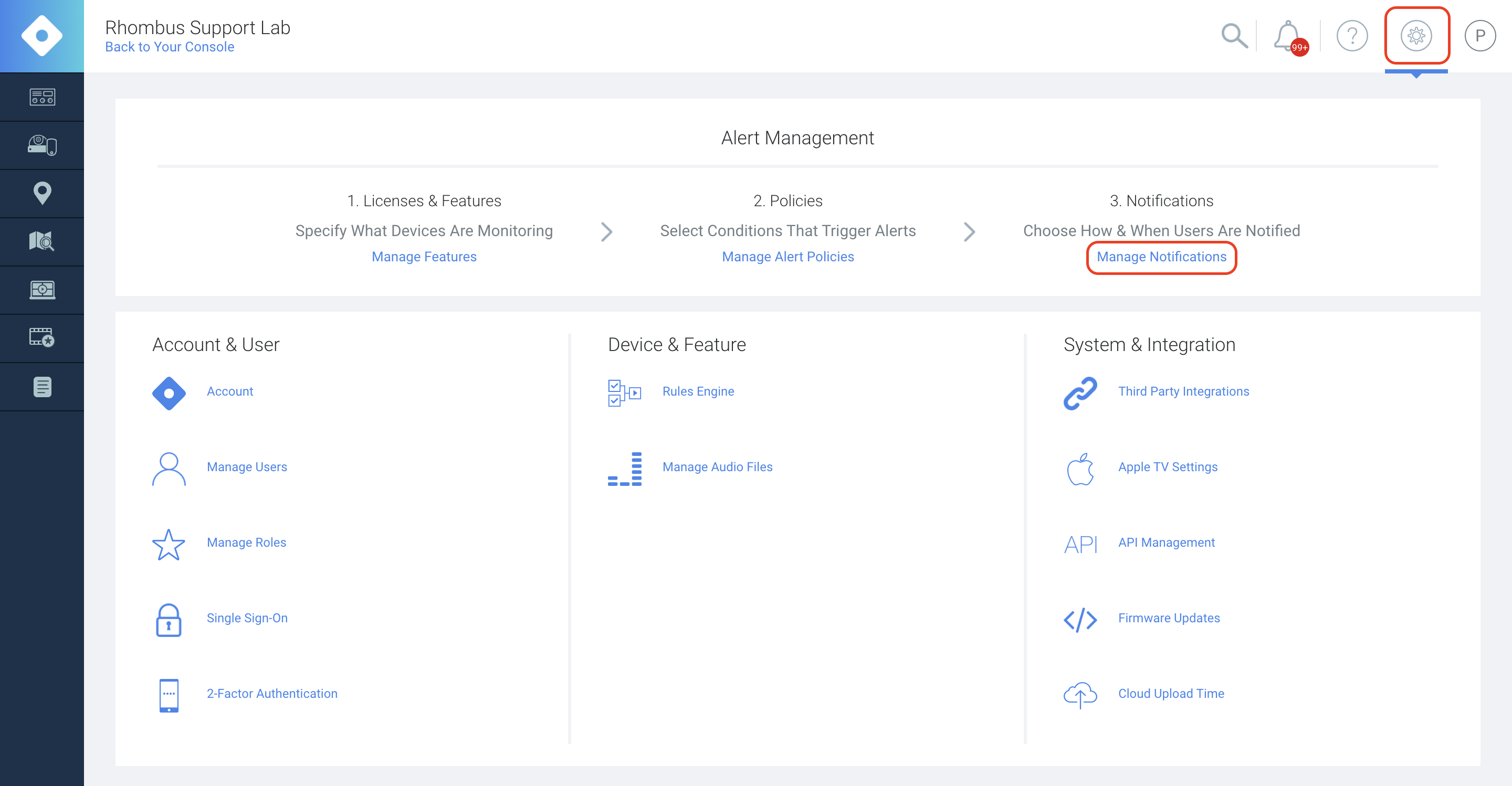 User-based Alert Notifications – Rhombus Support