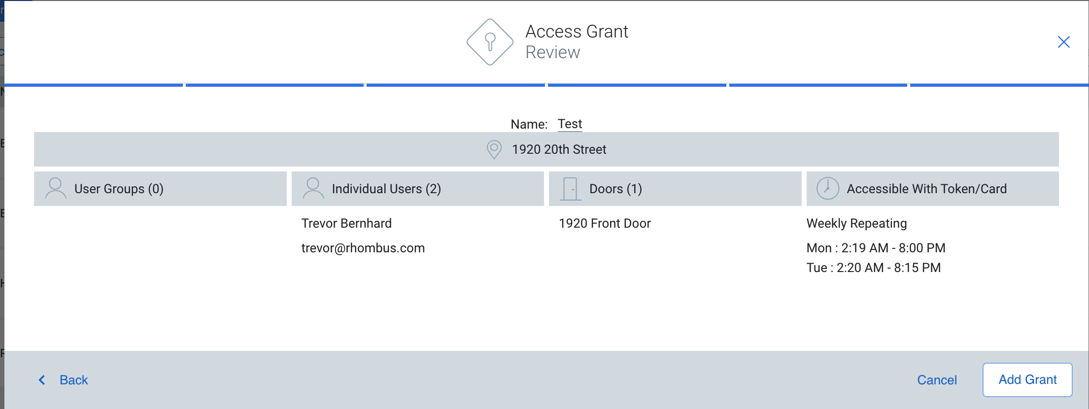 Door Access Conditions (Grants) – Rhombus Support