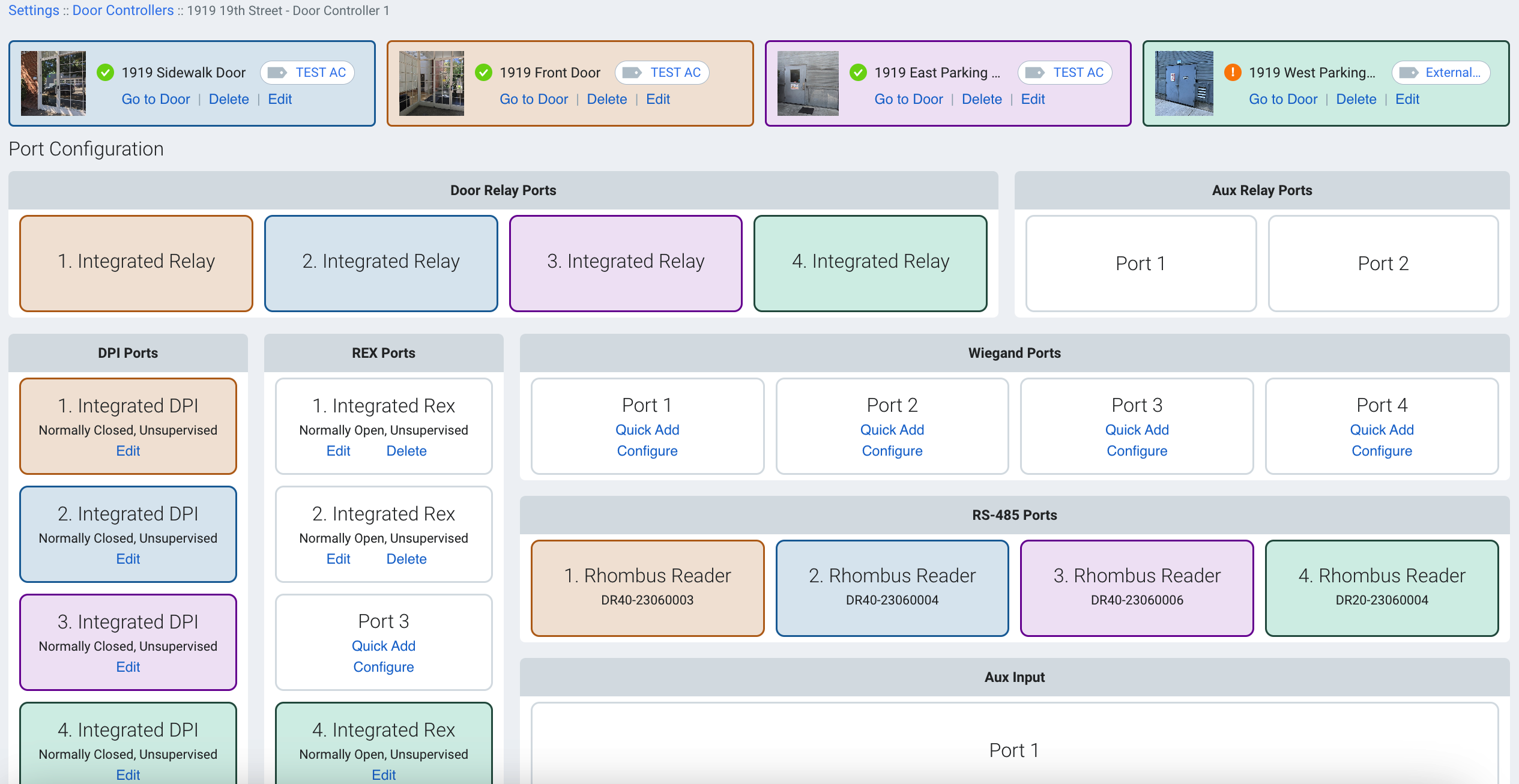 Controller Settings and Access Control Door Configuration – Rhombus Support