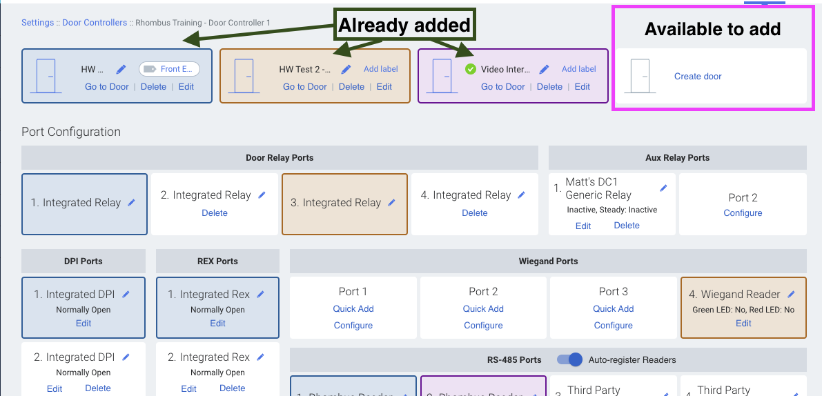 Controller Settings and Access Control Door Configuration – Rhombus Support