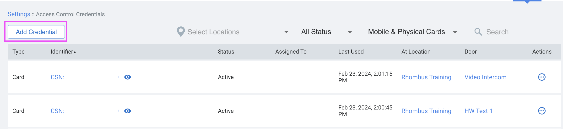 Registering a Key Card (Access Control Credentials) – Rhombus Support