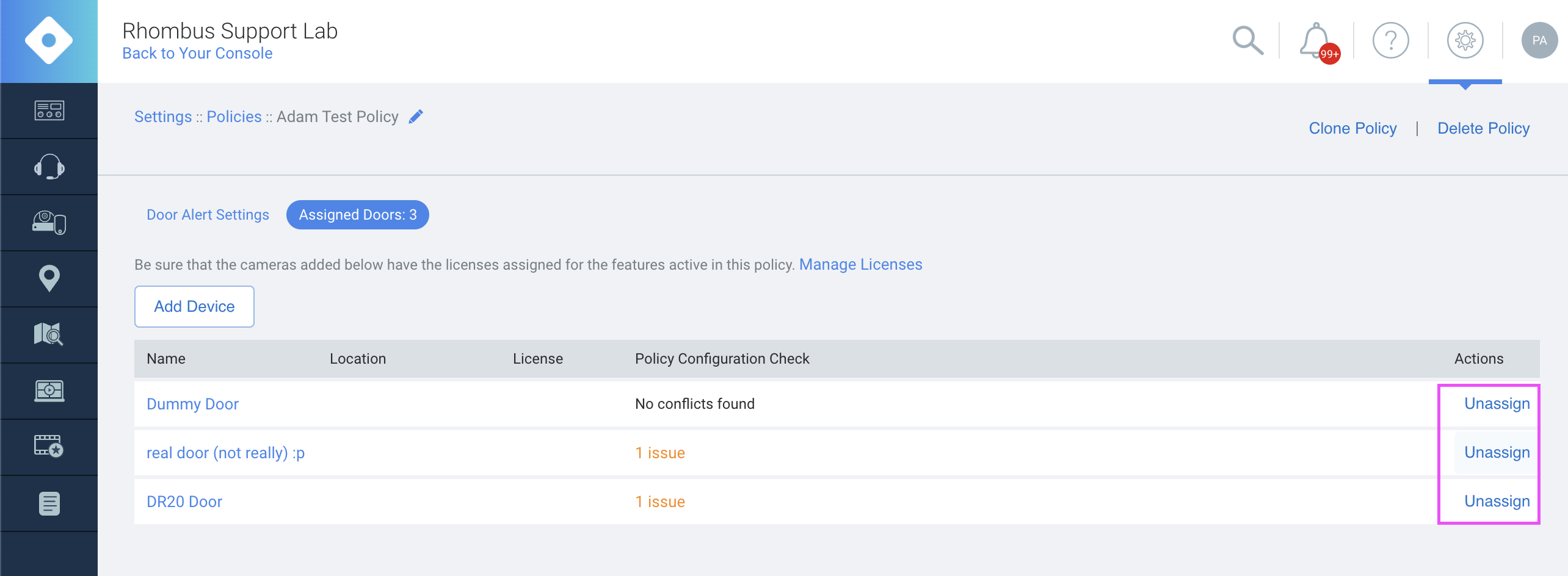 Creating and Assigning Alert Policies – Rhombus Support
