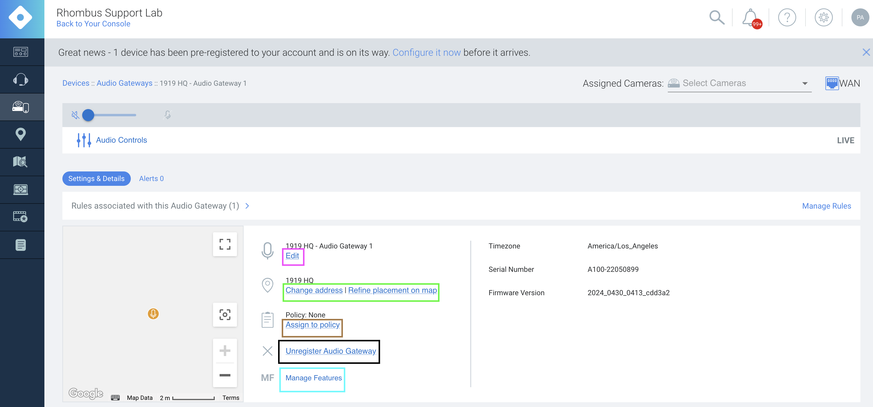 Audio Gateway Walkthrough – Rhombus Support