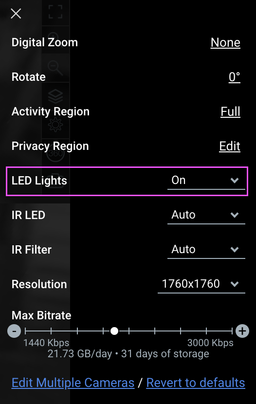 Camera & Image Settings – Rhombus Support