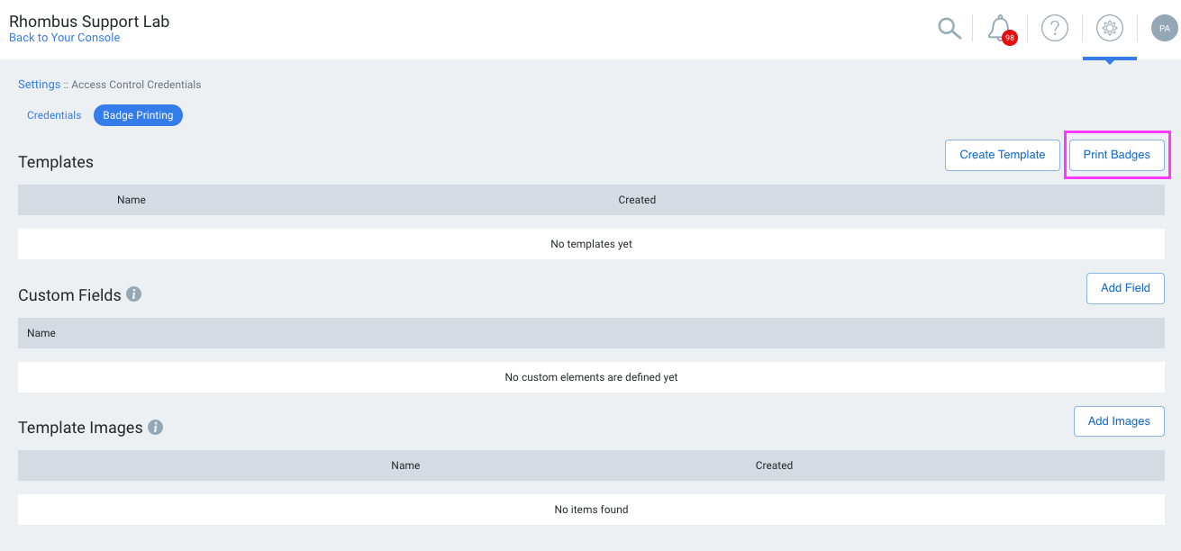 Access Control Badge Printing – Rhombus Support