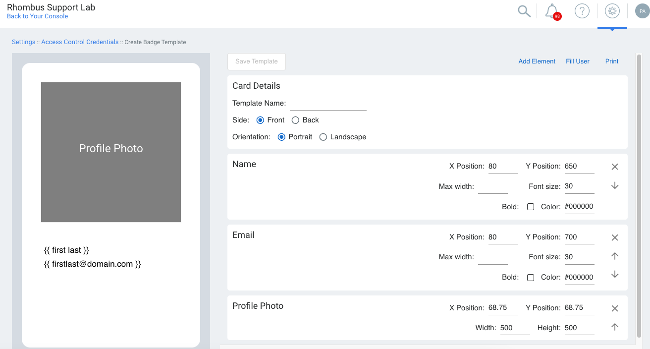Access Control Badge Printing – Rhombus Support