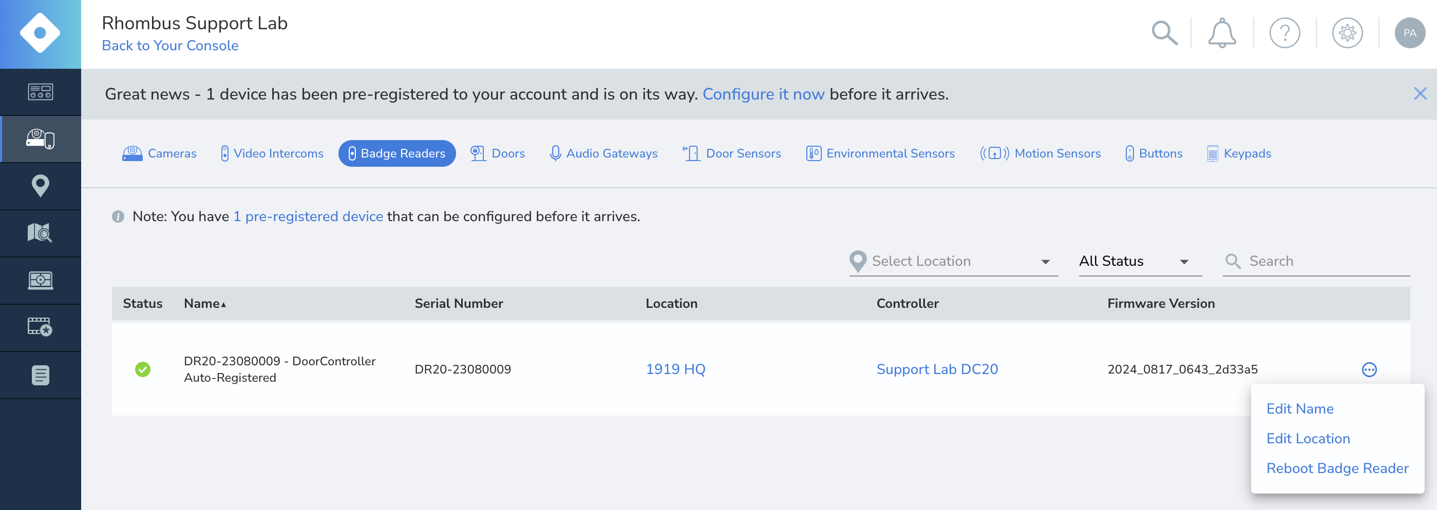 Installing/Registering the DR20 – Rhombus Support