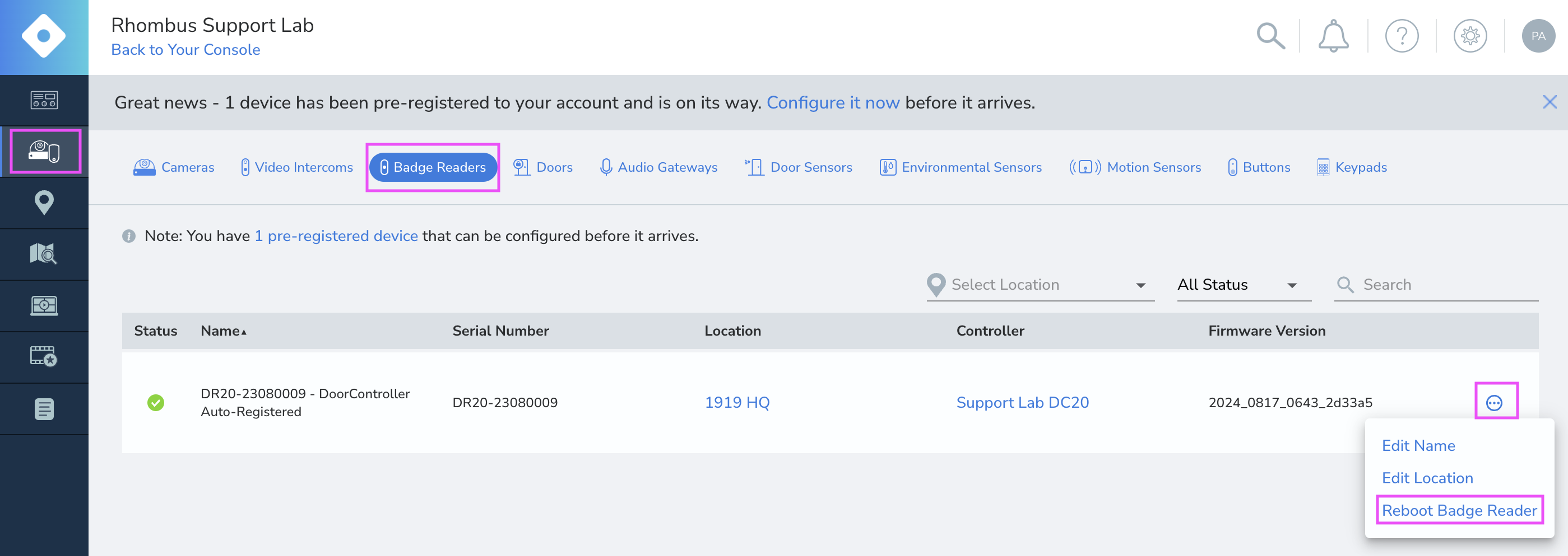 Installing/Registering the DR20 – Rhombus Support