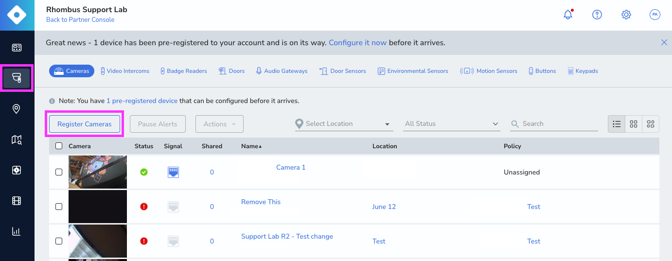 R360 Camera Setup – Rhombus Support